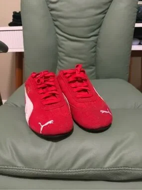 Puma | Shoes | Puma Red Suede Athletic Sneakers | Poshmark